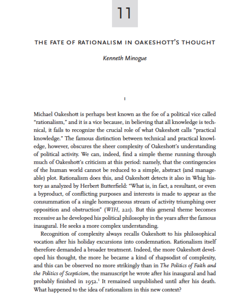 The Fate of Rationalism in Oakeshott’s Thought – manwithoutqualities